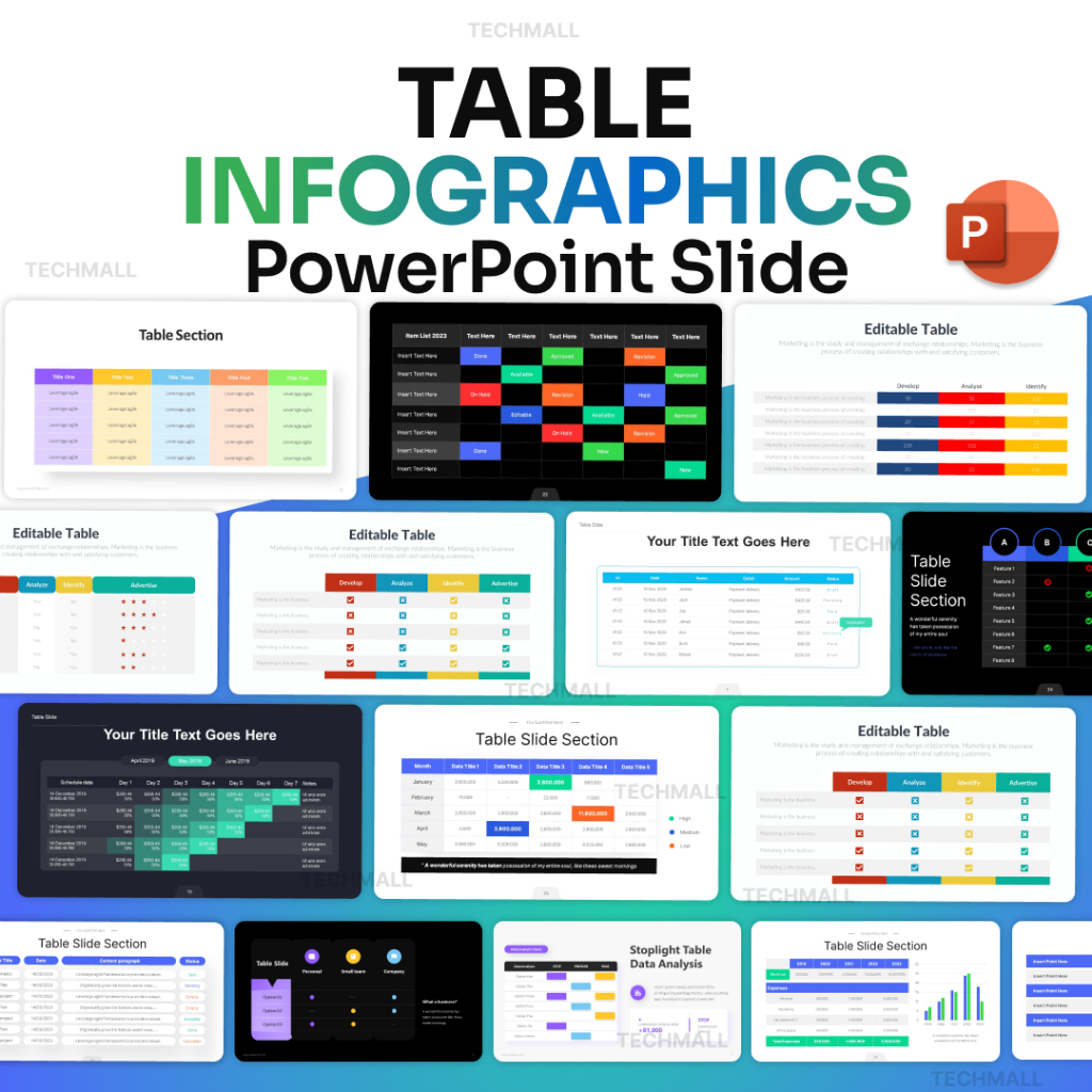 Table Infographics PowerPoint Presentation Template | Easy Edit | Colorful Vector | Shopee Malaysia