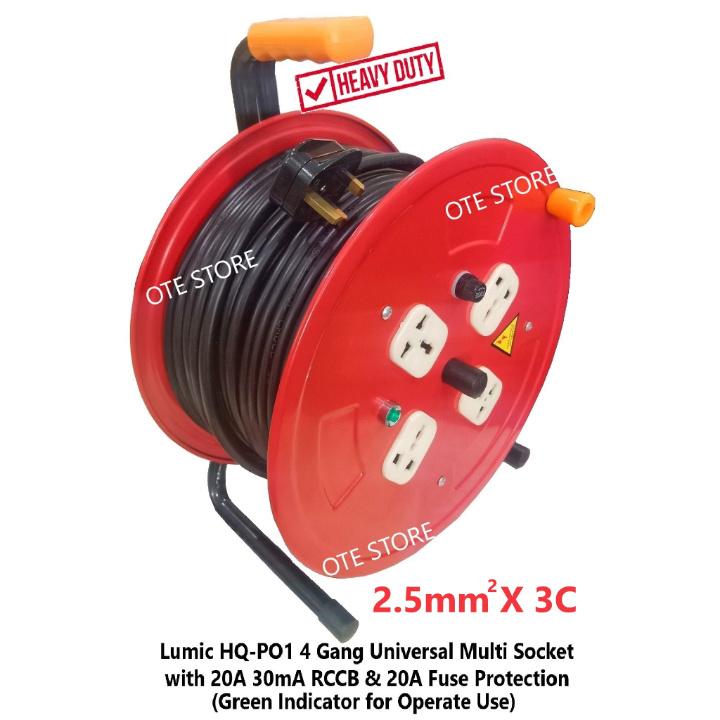 Lumic HQ-PO1 4Gang 13A Universal Multi socket c/w 20A 30mA RCCB ...