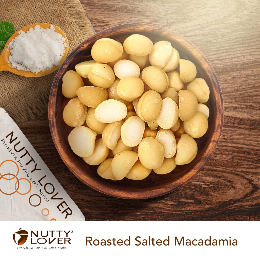 1KG Nutty Lover Macadamia Nut AUS [ROASTED LIGHTLY SALTED] (2 x 500gram) Premium / No MSG / No ...