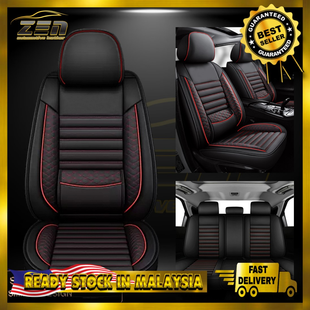 ZEN 7D Universal Car Leather Seat Cover - 5-Seater Front & Rear Cover ...