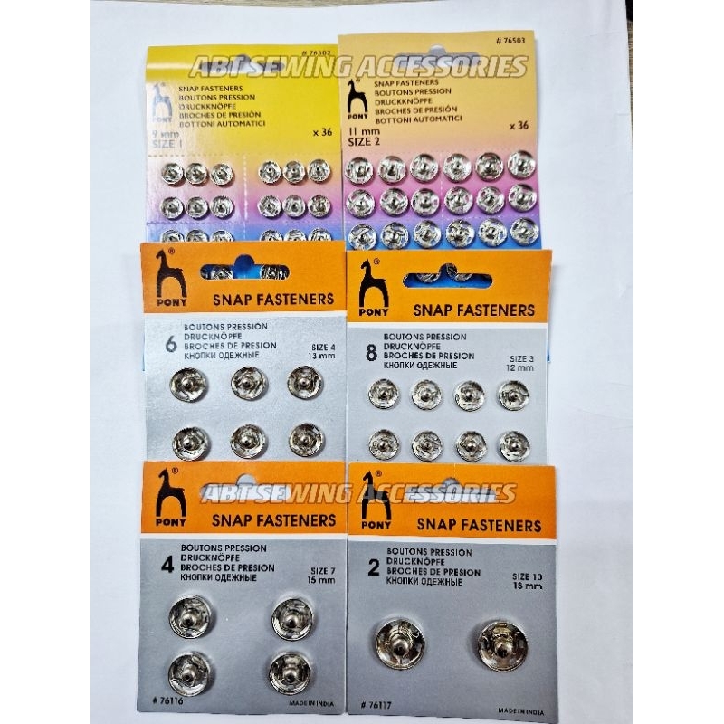PONY SNAP FASTENERS BOUTONS PRESSION/Butang Ketip/Katup(1 Papan ...