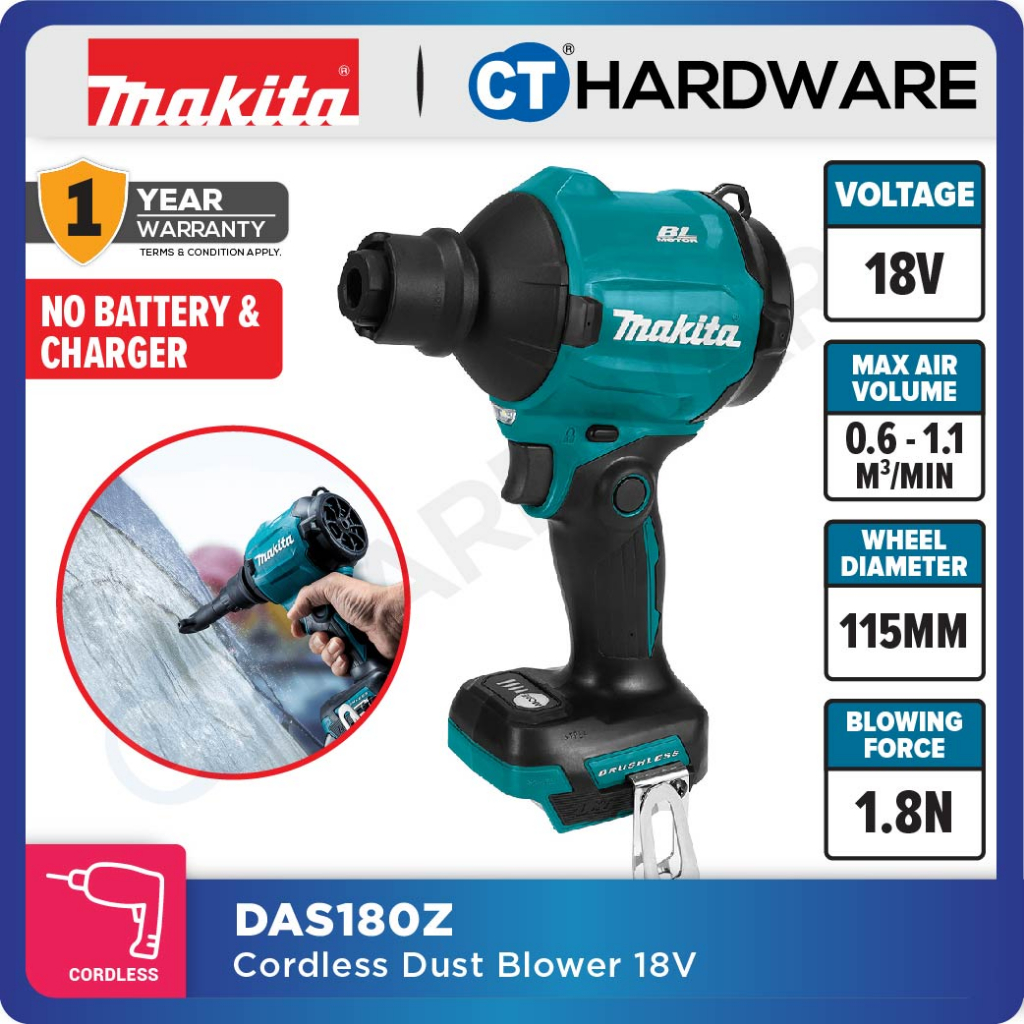 MAKITA DAS180Z CORDLESS DUST BLOWER 18V | 200M/S | 10.3KPA WITHOUT BATTERY AND CHARGER | Shopee ...