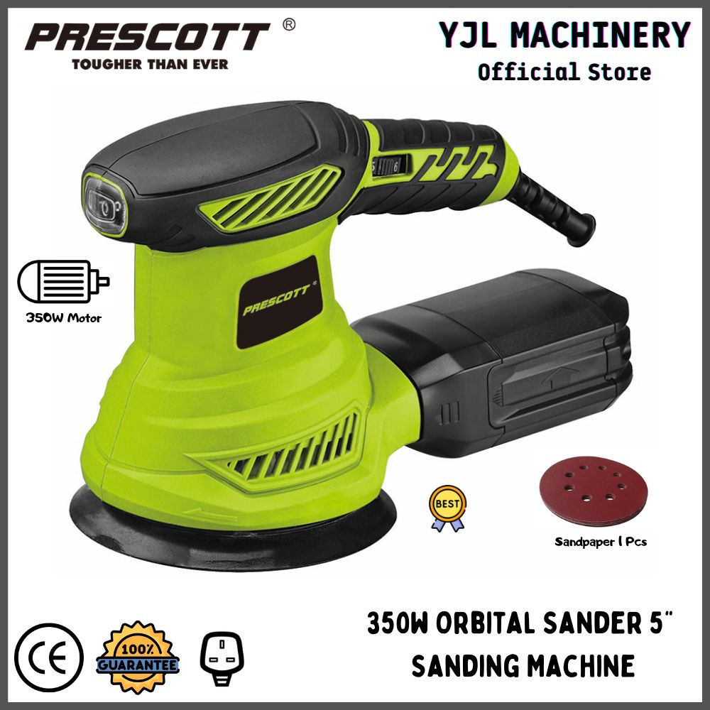 350Watt Prescott 125mm Electric Power Tools Orbital Sander 5" Random ...