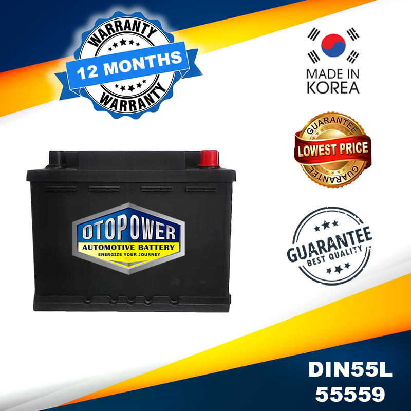 Bateri Kereta DIN55L 55559 (KOREA) Maintenance Free For Proton, Peugeot ...