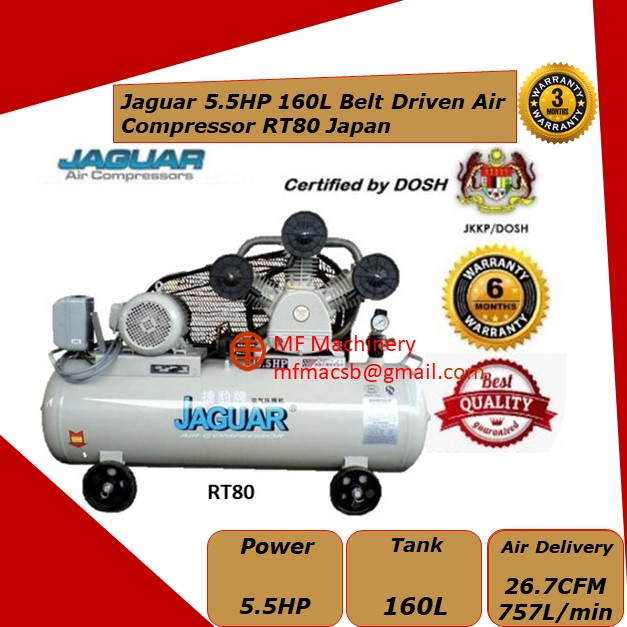 Mf Jaguar 5.5HP 160L Belt Driven Air Compressor RT80 | Shopee Malaysia