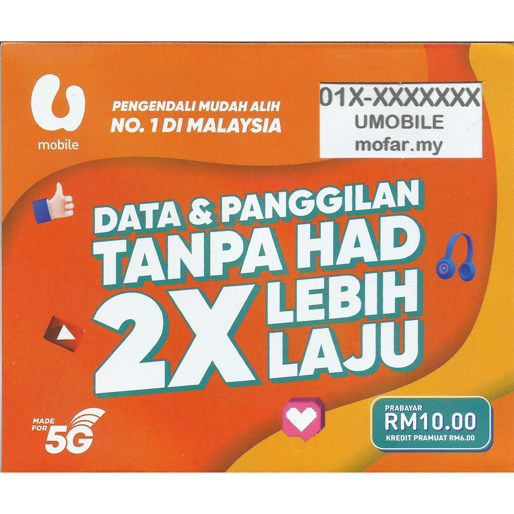 Umobile Prepaid 5G READY Simcard INTERNET UNLIMITED PLAN-U25 / U35 /U40 ...