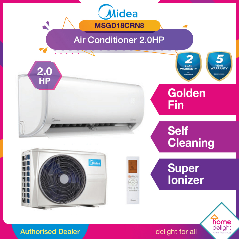 Midea Air-Cond 1HP, 1.5HP & 2HP (Xtreme Dura) [ MSGD09CRN8 MSGD12CRN8 MSGD18CRN8 ] / Inverter ...