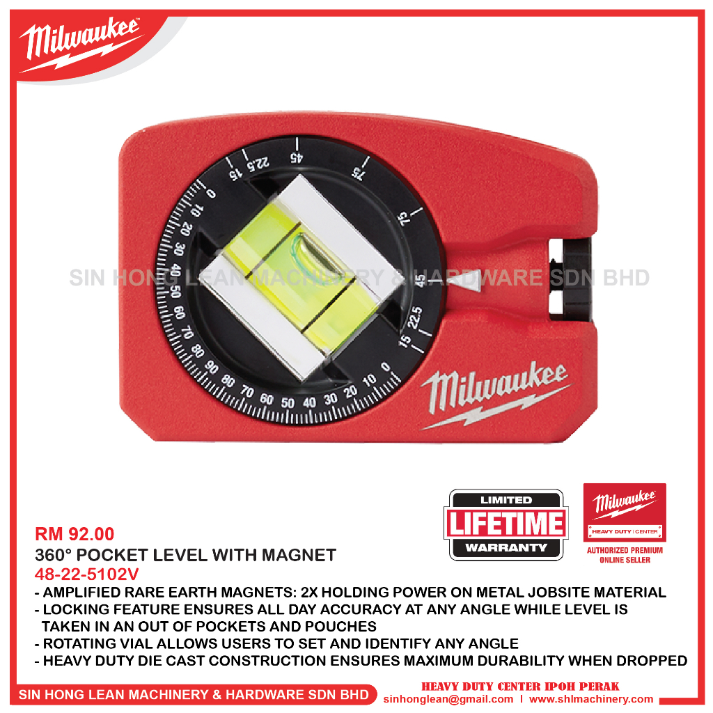MILWAUKEE 360° POCKET LEVEL WITH MAGNET 48-22-5102V | Shopee Malaysia