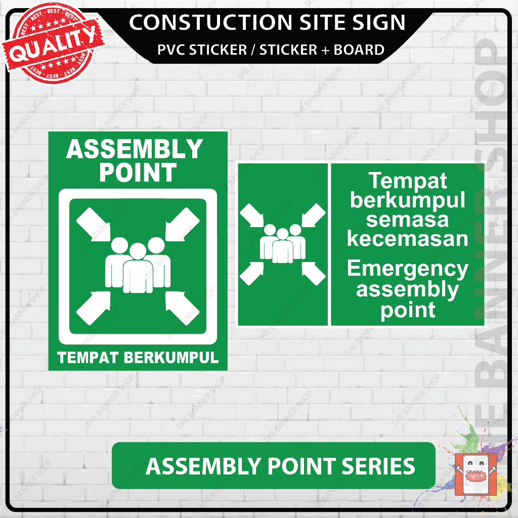 Assembly Signage, Assembly Point, Tempat Berkumpul ⛔ (Sticker Only ...