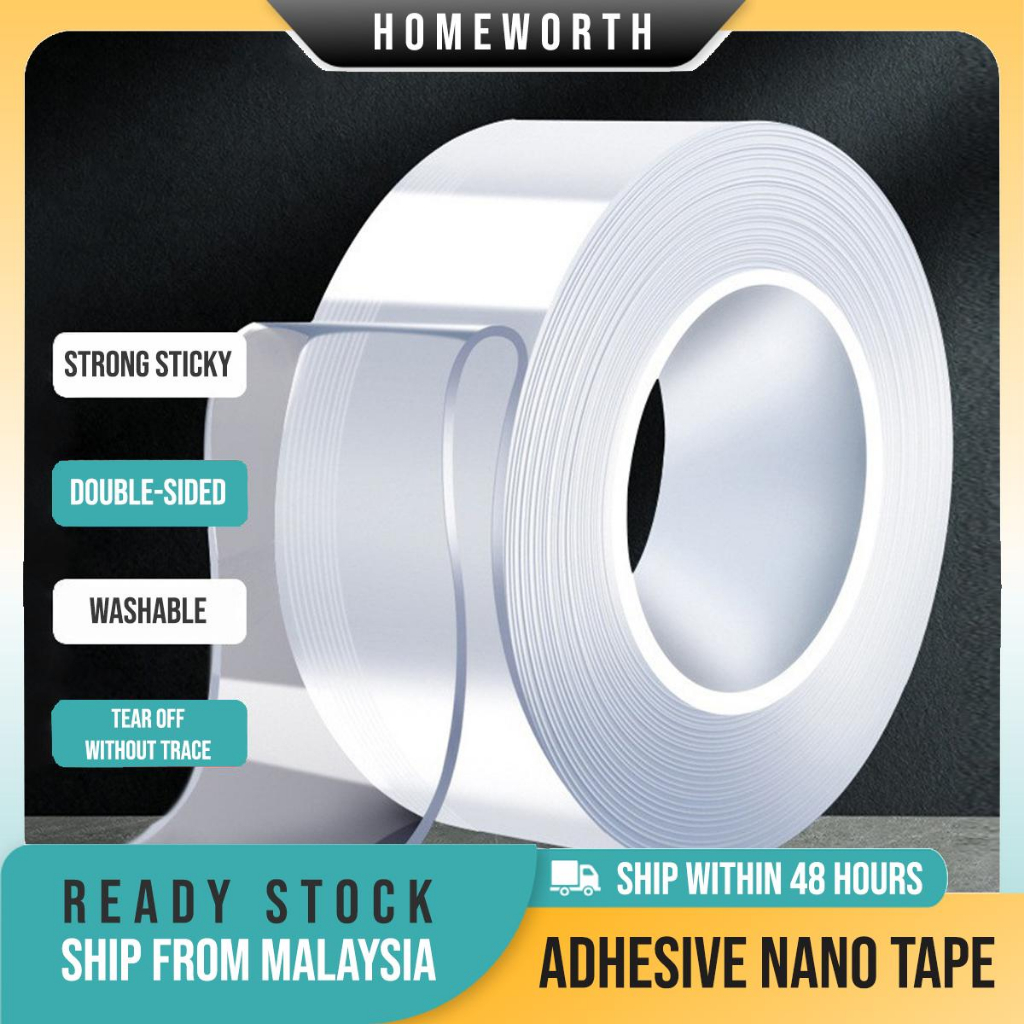 HOMEWORTH Strongly Sticky Double-Sided Transparent Adhesive Non-Glue ...
