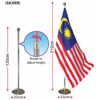 FLAG POLE WITH STAND 2.1M (SILVER) BENDERA P-SPS-0049 - NE | Shopee ...