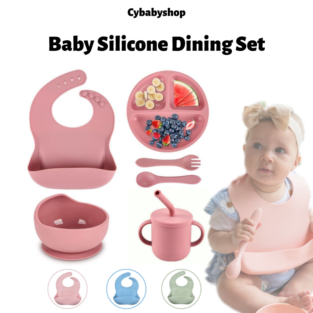[FAST DELIVERY]6 in 1 Baby Silicone Dinning Set Baby Bibs Kids ...