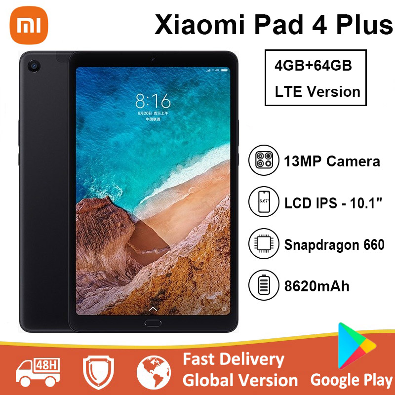 Xiaomi Tablet MI Pad 4 Plus LTE Ultra-thin 10.1 Inch 1920X1100 HD Android Tablet Snapdragon 660 ...