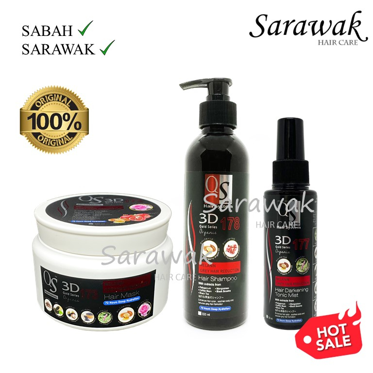 QS Melanin Grey Hair Reduction Hair Shampoo / Mask / Tonic Mist | Shopee Malaysia