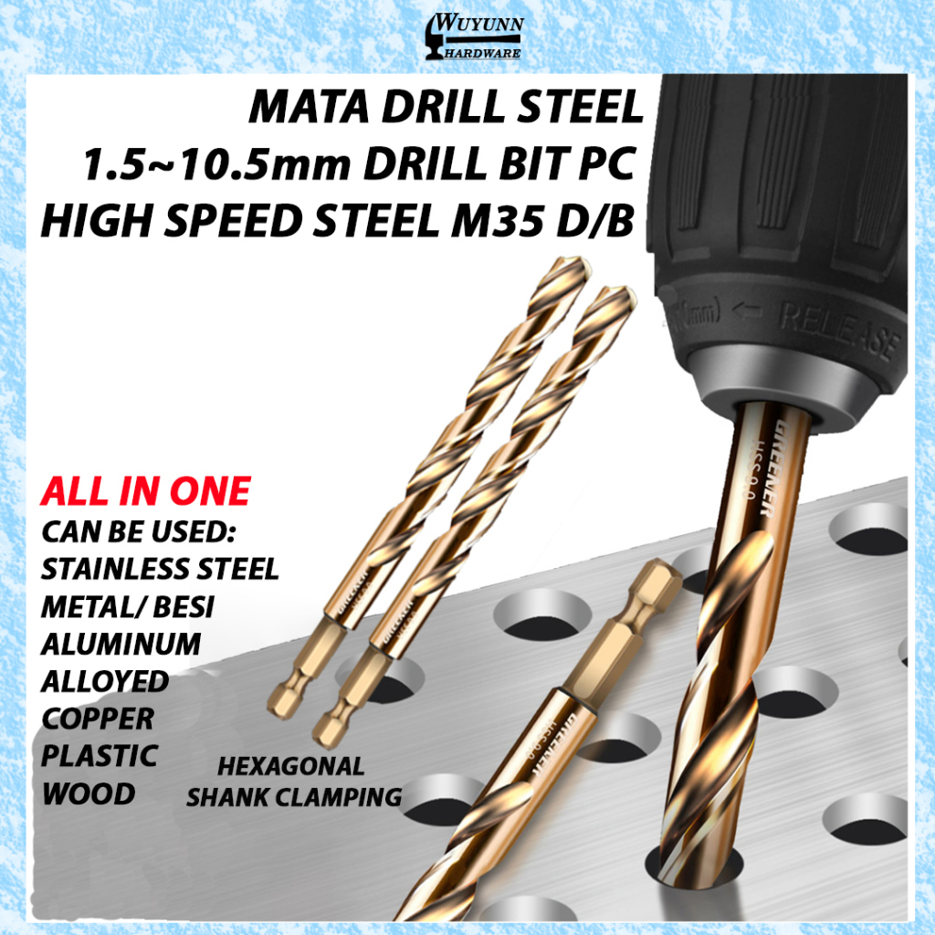 Wuyunn.HSS-Co Hexagonal Drill Bit. Mata Drill Besi. Drill Bit Metal ...
