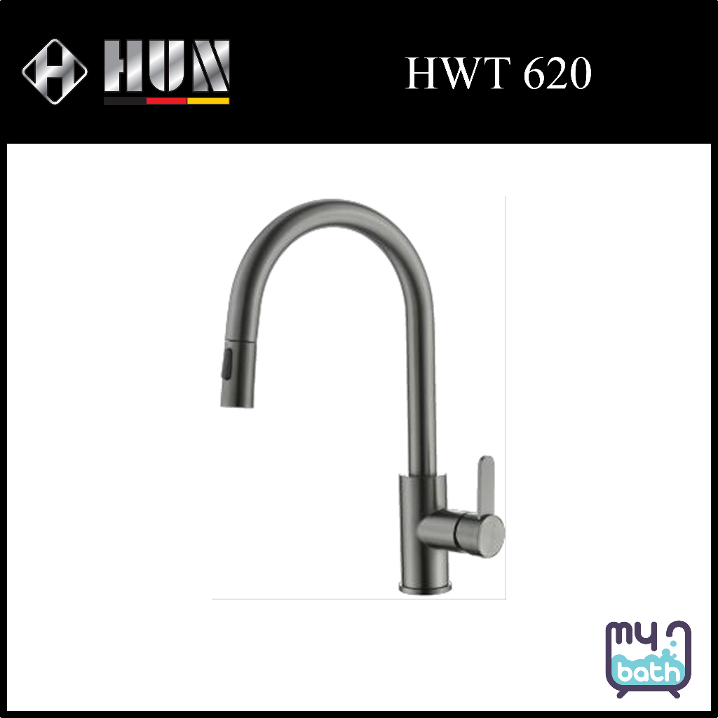 HUN HWT 620 Single Lever Sink Mixer With Pull-Out Spray Stainless Steel ...