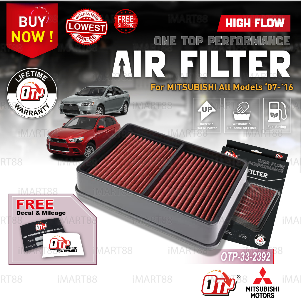 OTP WASHABLE DROP IN AIR FILTER LANCER GT EVO PROTON INSPIRA MITSUBISHI ...
