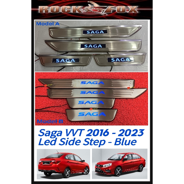 Proton Saga VVT 2016-2025 Side Steel Plate/Door Side Step With Led Blue ...