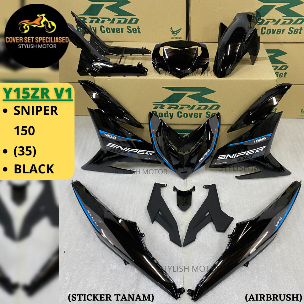 (STICKER TANAM/AIRBRUSH) RAPIDO COVER SET YAMAHA Y15 Y15ZR V1/V2 SNIPER 150 (35) BLACK | Shopee ...