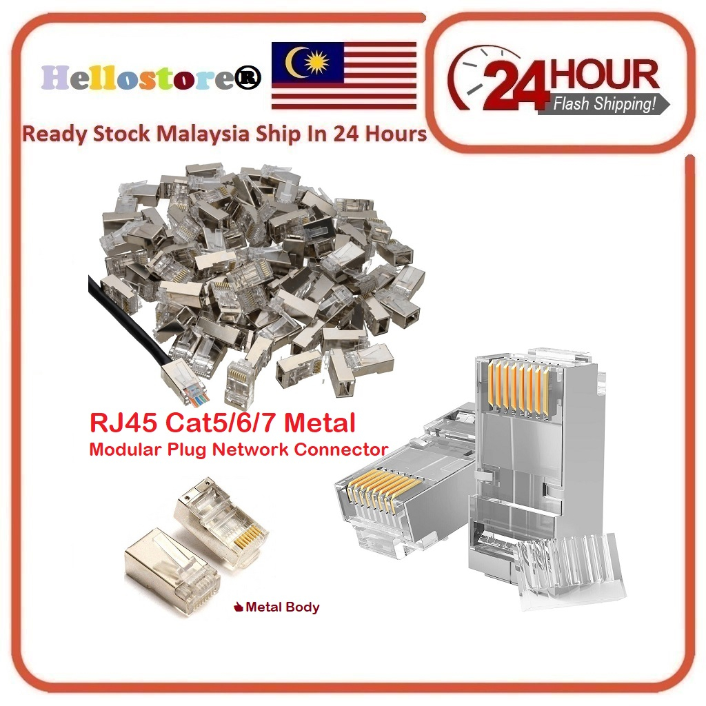 Cat5e/Cat6/CAt7 RJ45 Metal Modular Plug Connector 8P8C Modular Ethernet ...
