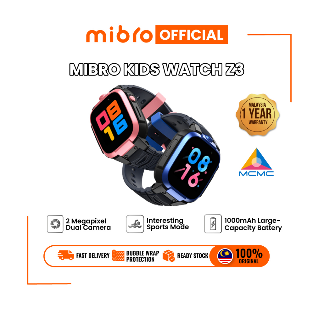 Mibro Z3 Jam Pintar Kanak-Kanak / Kids Smart Watch 1.3'' HD, 4G Video ...