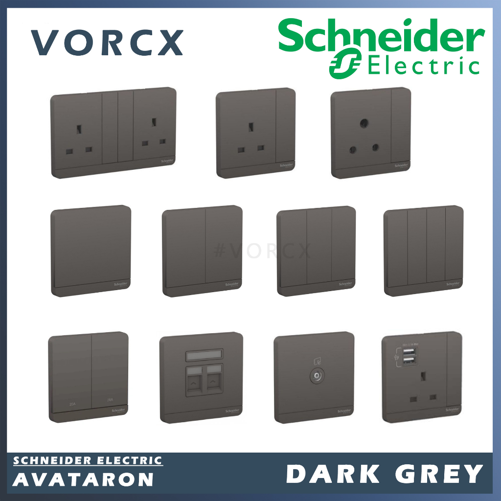 Schneider AvatarOn Series Dark Grey Switches & Socket | Shopee Malaysia