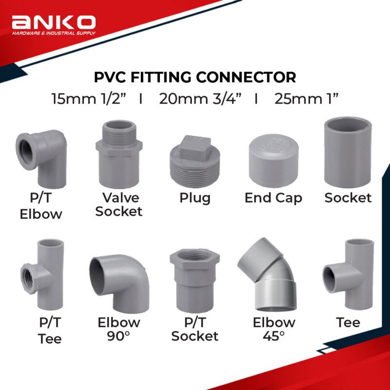 PVC Fitting Penyambung Paip Connector-Socket/Elbow/Tee/PT Socket Elbow Tee/Valve Socket/Plug/End ...