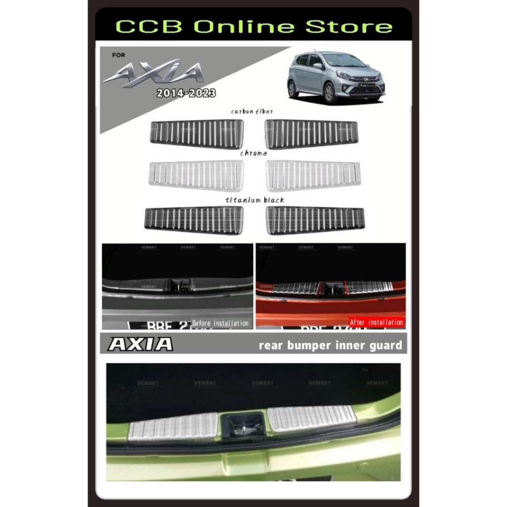Perodua Axia 2014-2022 Rear Bumper Inner Sill Plate Stainless Steel ...