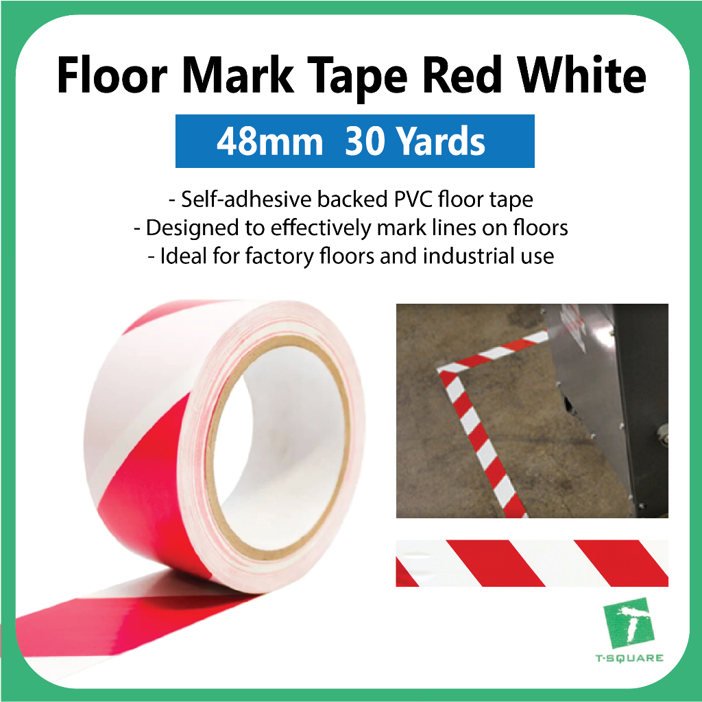 Floor Marking Tape Red White 48mm 30yrds For Safety and Hazard Warning Tape Red/White | Shopee ...