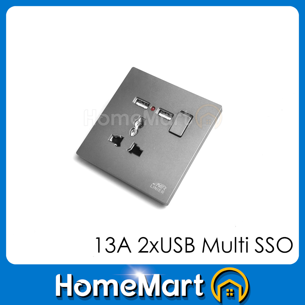【LINIER ULTRA SLIM】 Switch Socket Modern Wall Switches SPACE GREY 13A ...