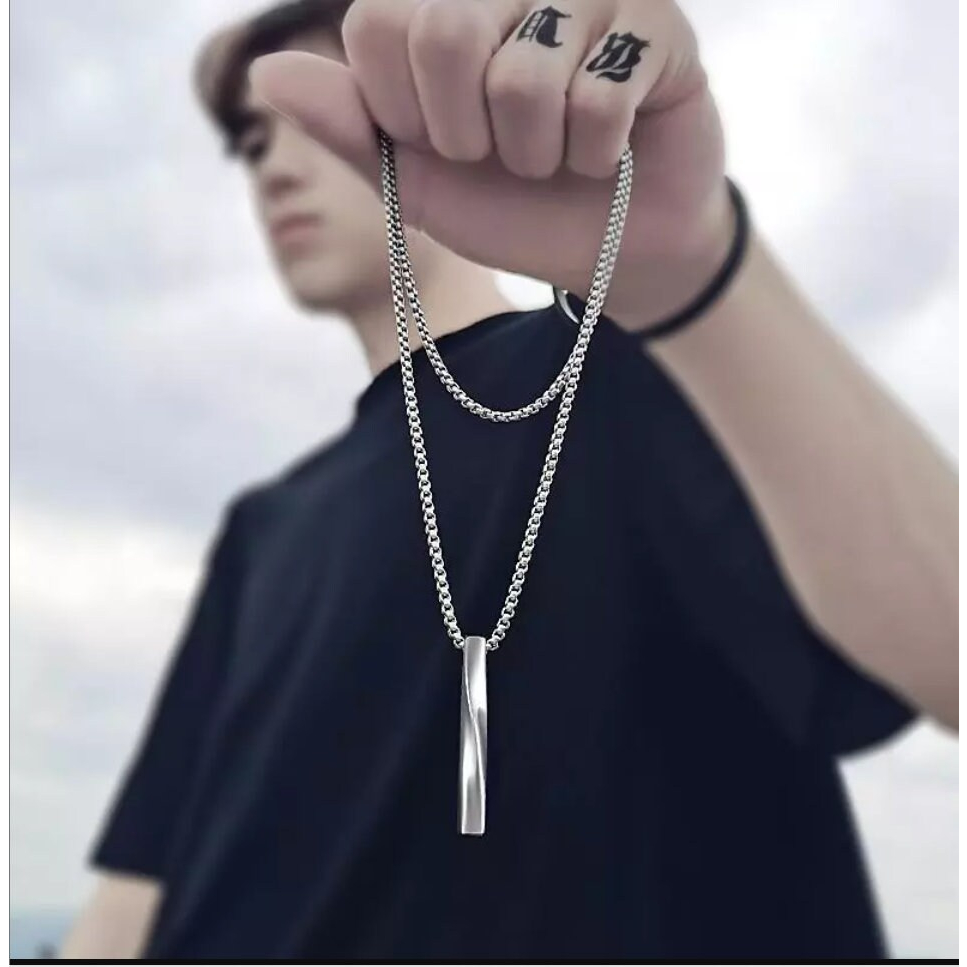 Fashion Rectangle Punk Pendant Necklace,Men Classic Rectangle Punk ...