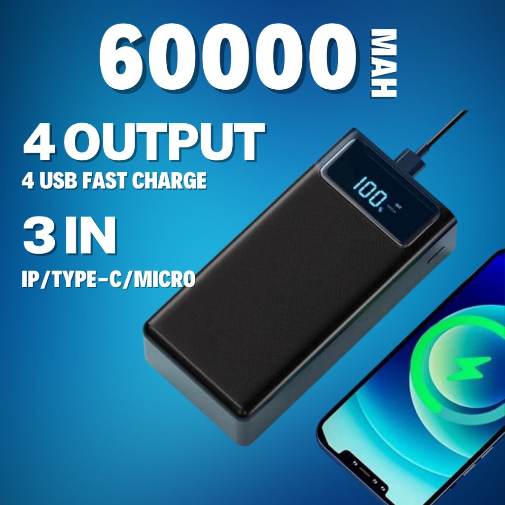 60000mAh Large Capacity Camping Powerbank With Emergency LED Lamp Quick ...