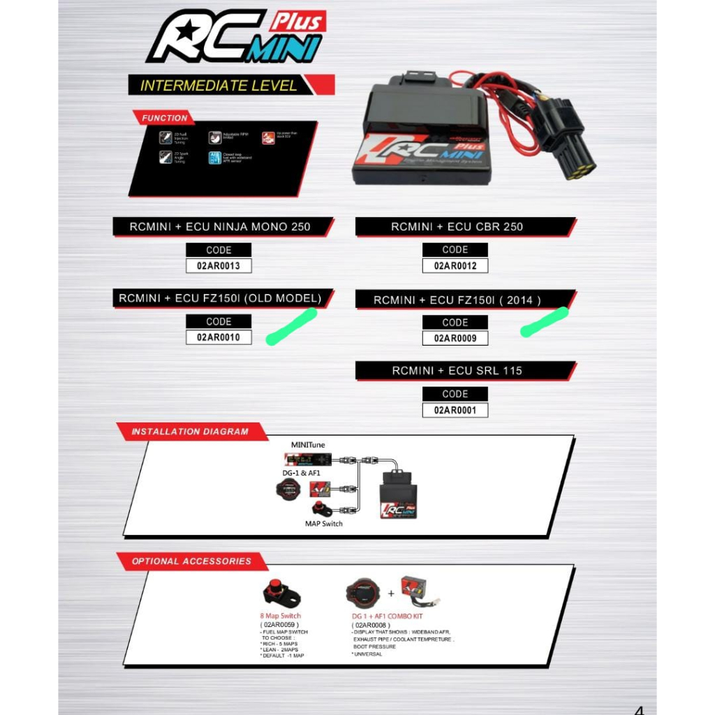 ECU ARACER RCMINI FOR YAMAHA FZ150 OLD & NEW FZ 150 F150i SRL115 FI ...