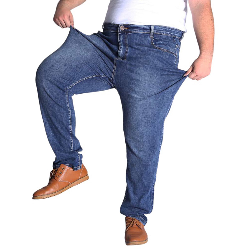 ( 34-52 ) MAN STRAIGHT CUT ELASTIC LONG JEANS BIG SIZE DENIM JEANS ...