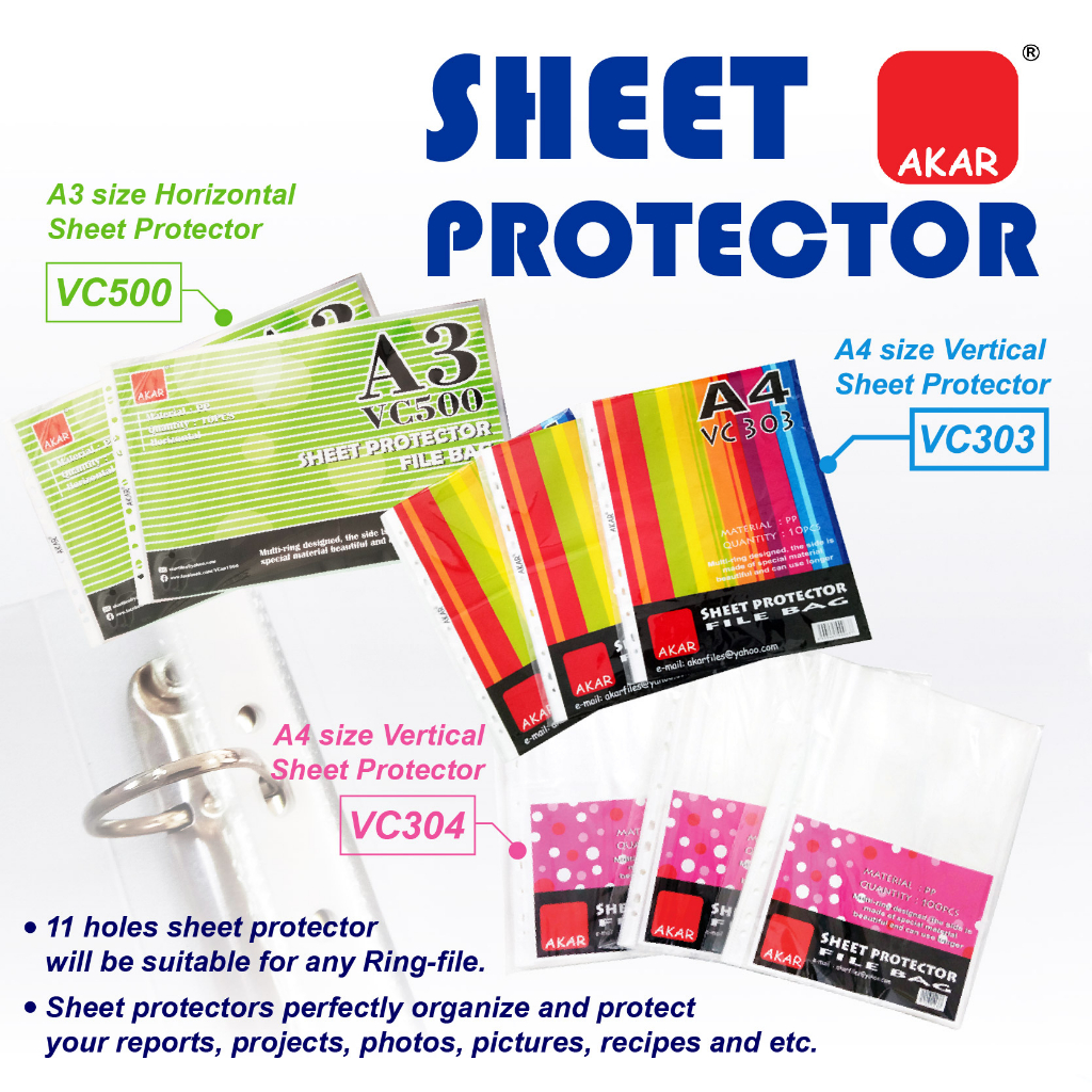 Pelindung Kertas AKAR A4 / A3 (10 helai) – AKAR Sheet Protector PVC ...