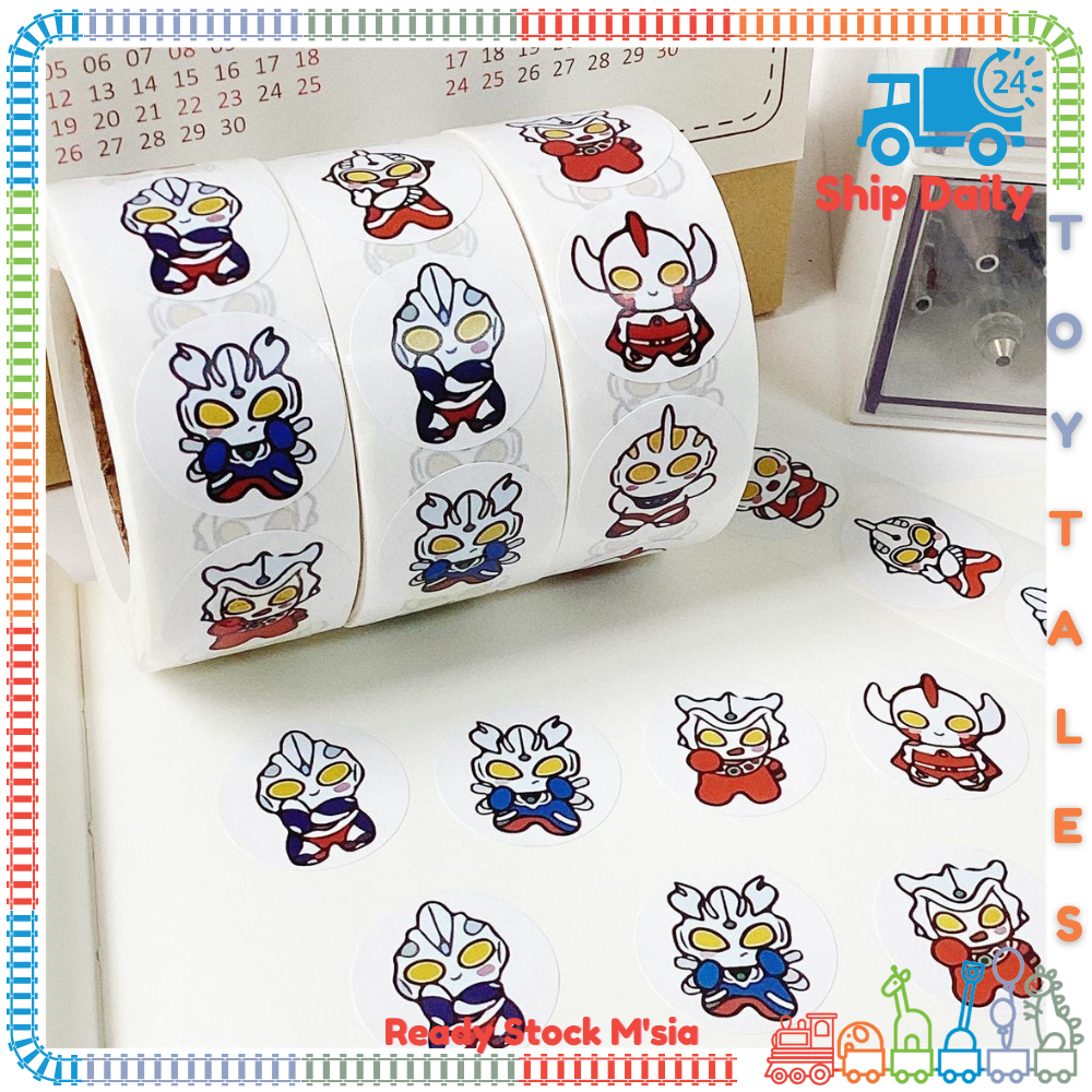 ULTRAMAN STICKER 500pcs Roll Sticker Tape Stiker Kids Cute Stickers ...