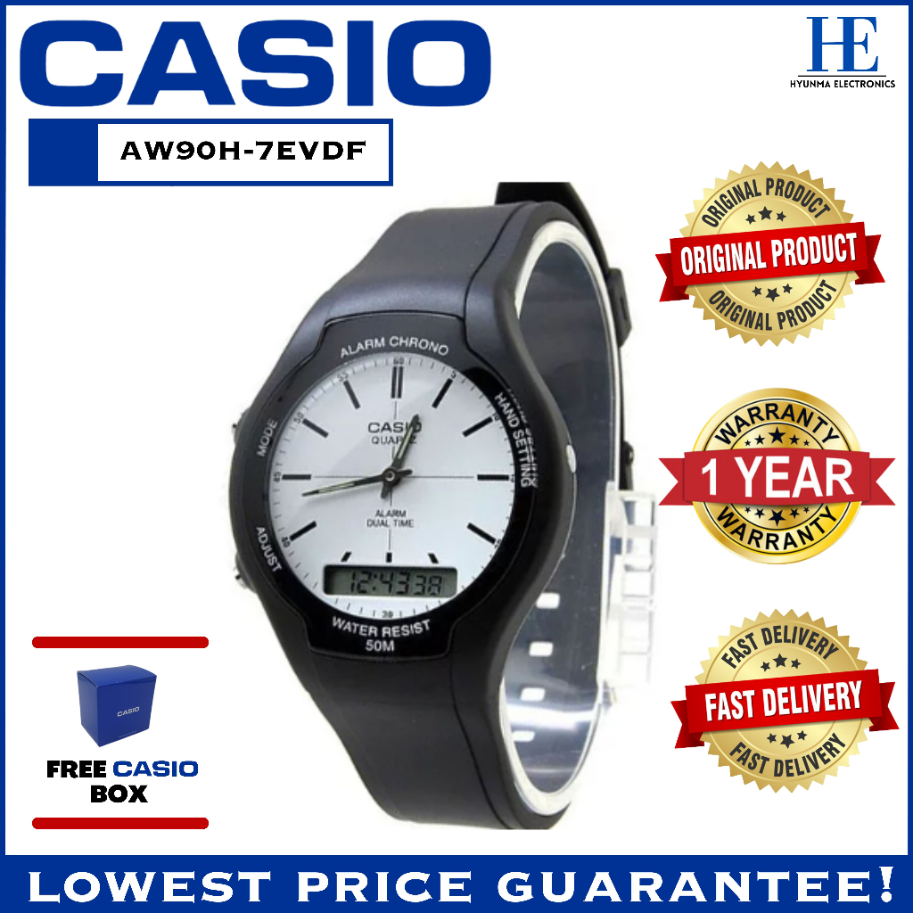 CASIO AW-90H ORIGINAL ANALOG WATCH WITH CALENDAR & 1 YEAR WARRANTY AW90 ...