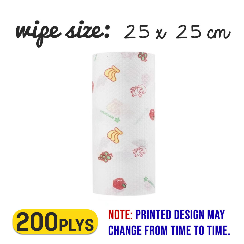 200pcs Roll Disposable Kitchen Towel Tissue Wipe Lazy Rag Washable Wet ...