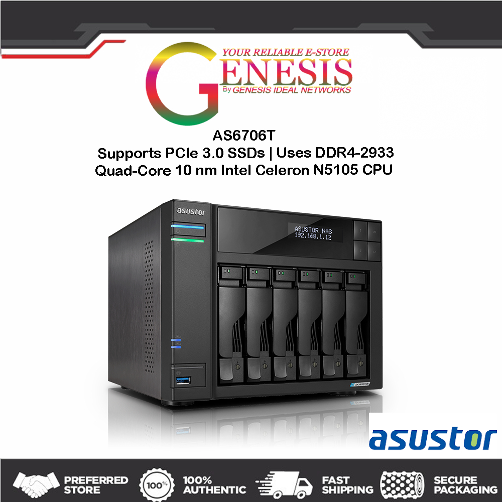 GENESIS ASUSTOR LOCKERSTOR 6 (AS6706T) 6-BAYS NAS ENCLOSURE (Intel ...