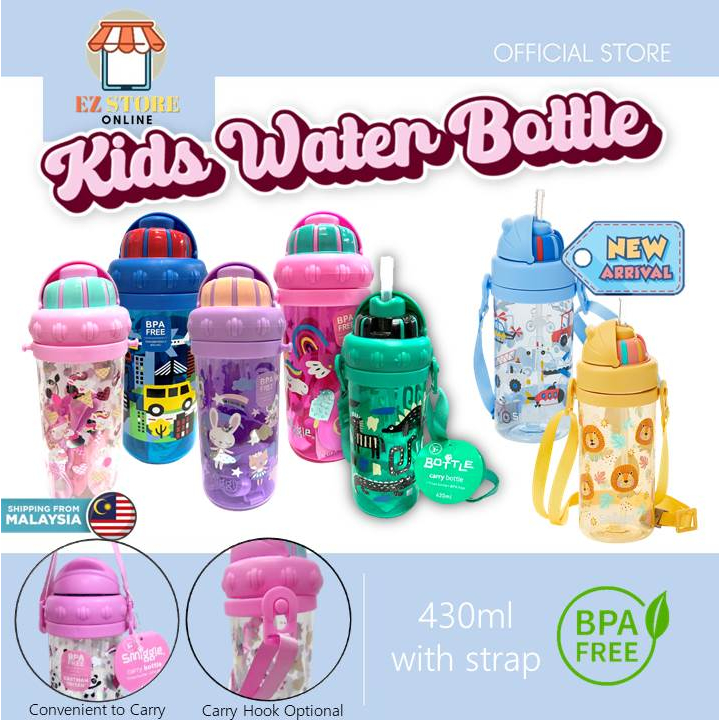 EZSTOREONLINE 430ML Smiggle Kids Water Bottle BPA Free with Straw Botol Air Kanak | Shopee Malaysia