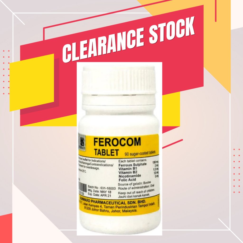 Sunward Ferocom (Ferrous/Vitamin B1/B2/Nicotinamide/Folic acid) 90's ...