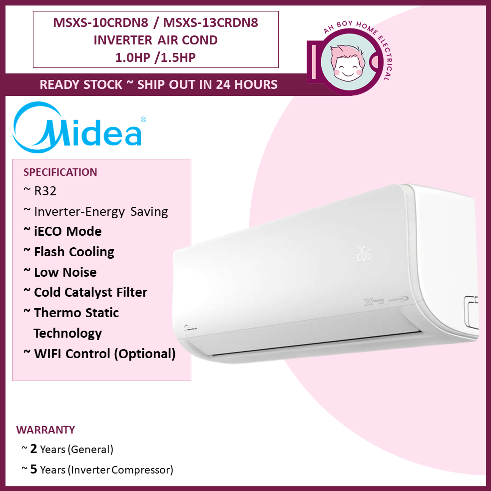 Midea Inverter Air Cond 1.0HP / 1.5HP - MSXS10CRDN8 / MSXS13CRDN8 ...