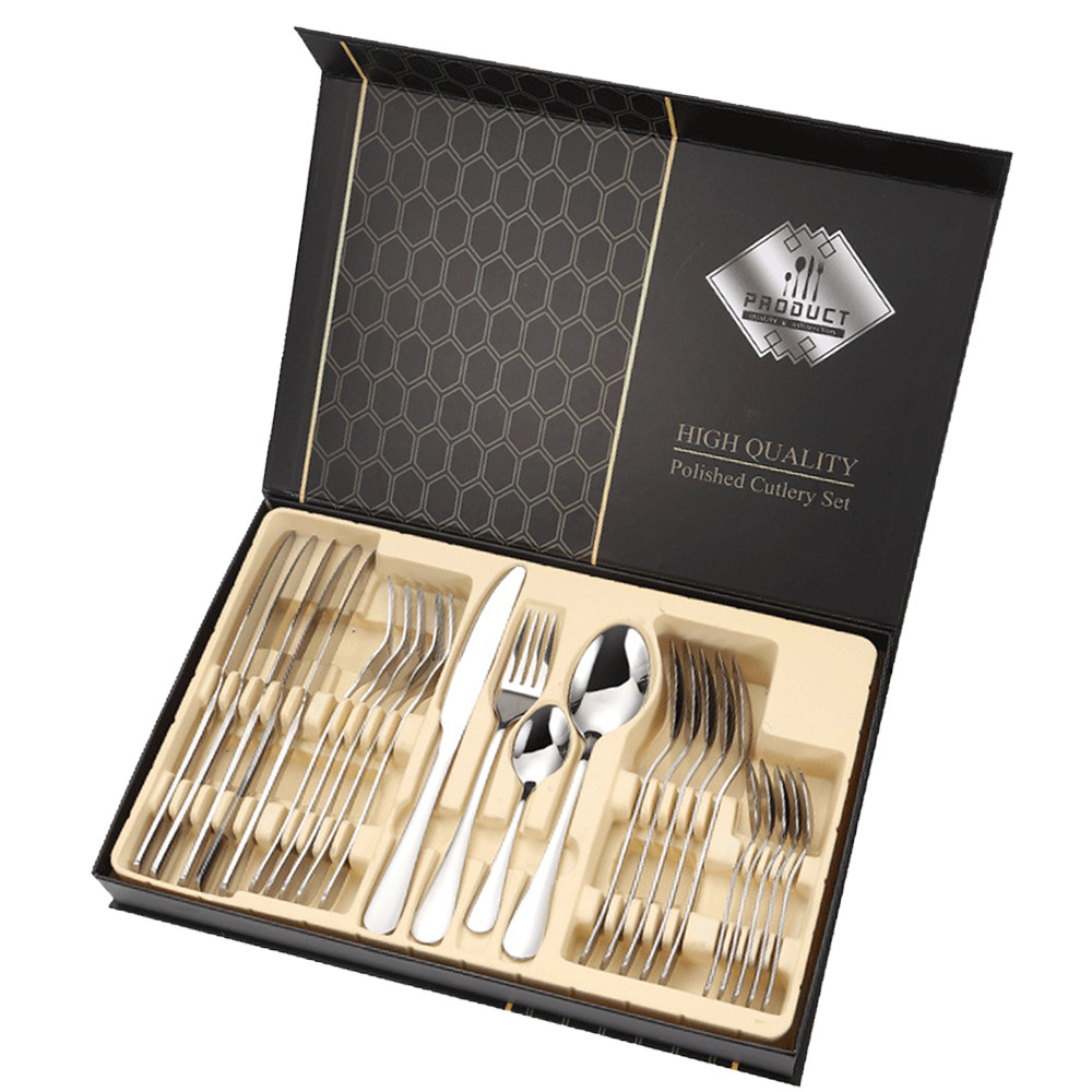 JOM Stainless Steel 24 Piece Cutlery Set European-Style Tableware Set ...
