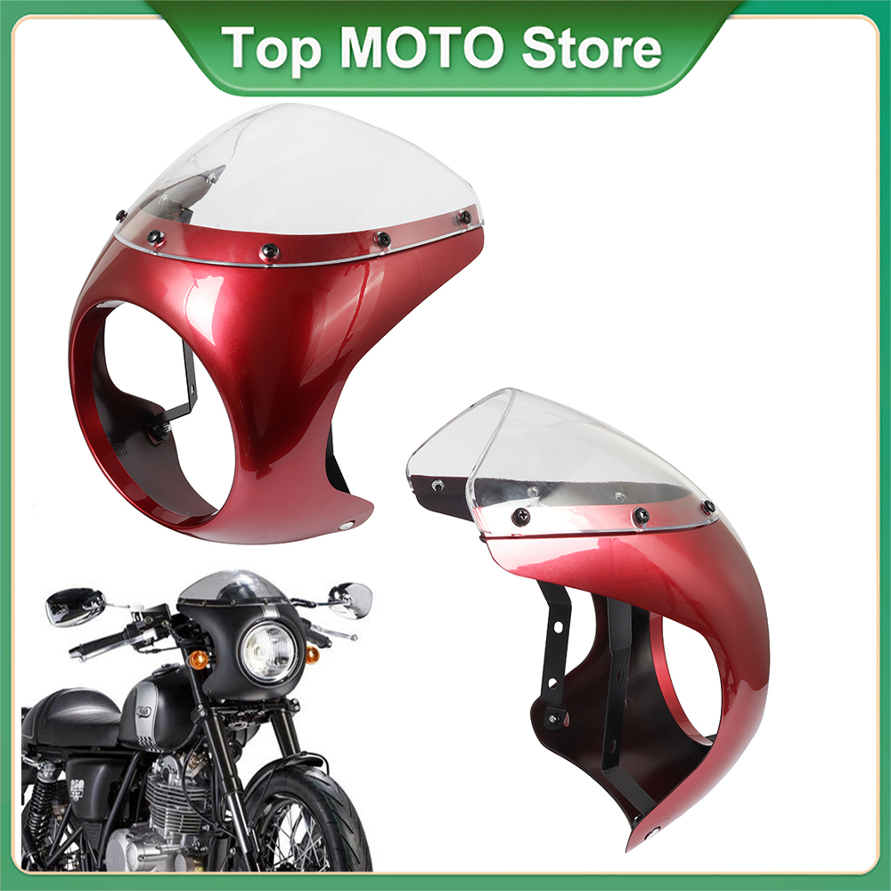 Motorcycle Universal Cafe Racer 7inch Headlight Handlebar Fairing ...