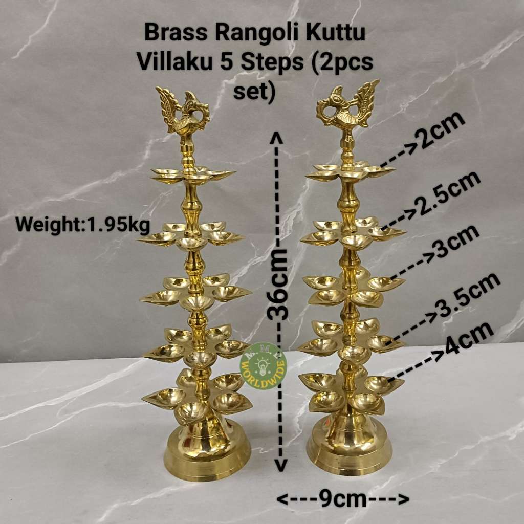 Brass Rangoli Vilakku 5 Steps (2 pcs set) | Shopee Malaysia