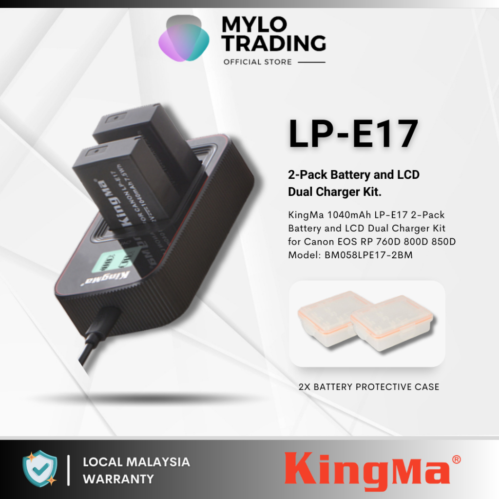 KingMa LP-E17 LPE17 Battery & LCD Dual Charger Set For Canon 760D 800D ...