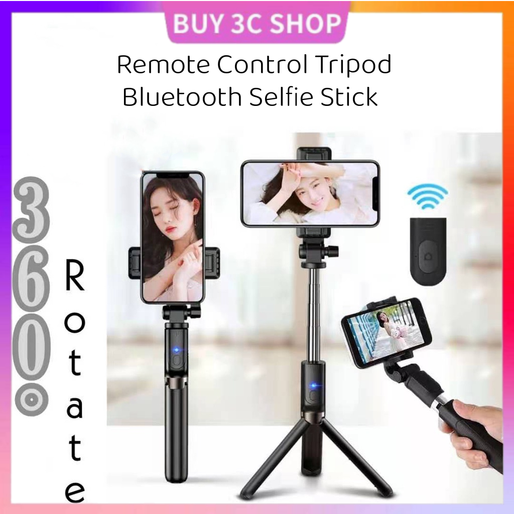 360° Rotate 3in1 Bluetooth Selfie Stick Monopod Tripod Remote Control ...