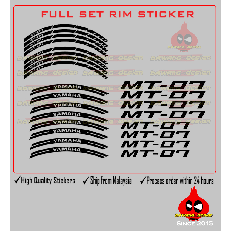Full Set Rim Stickers For MT15/MT25/MT07/MT09/R25/R15 | Shopee Malaysia