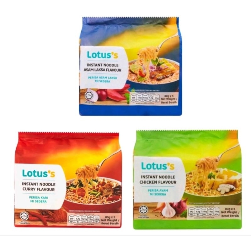 Lotus Instant Noodle ASAM LAKSA/CHICKEN/CURRY FLAVOUR 80gx 5pkt ...