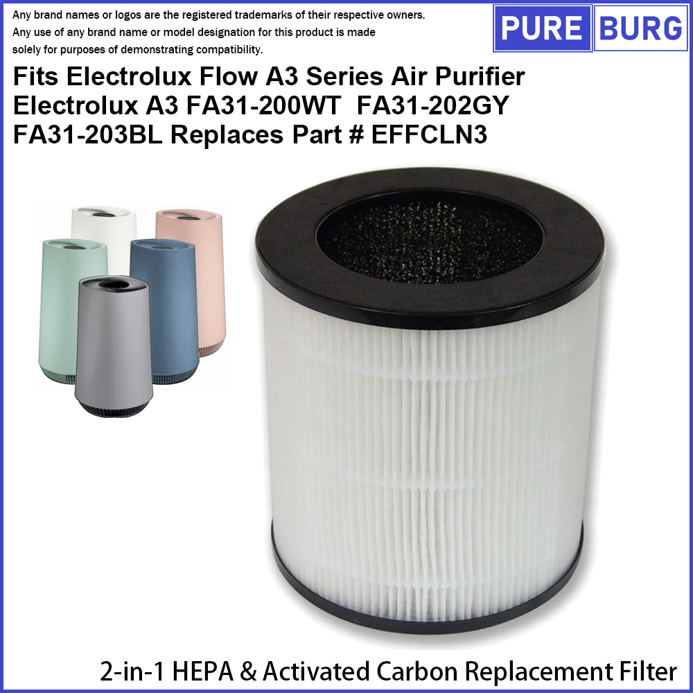 Fits Electrolux Flow A3 Series FA31-202GY Air Purifier HEPA & Carbon ...